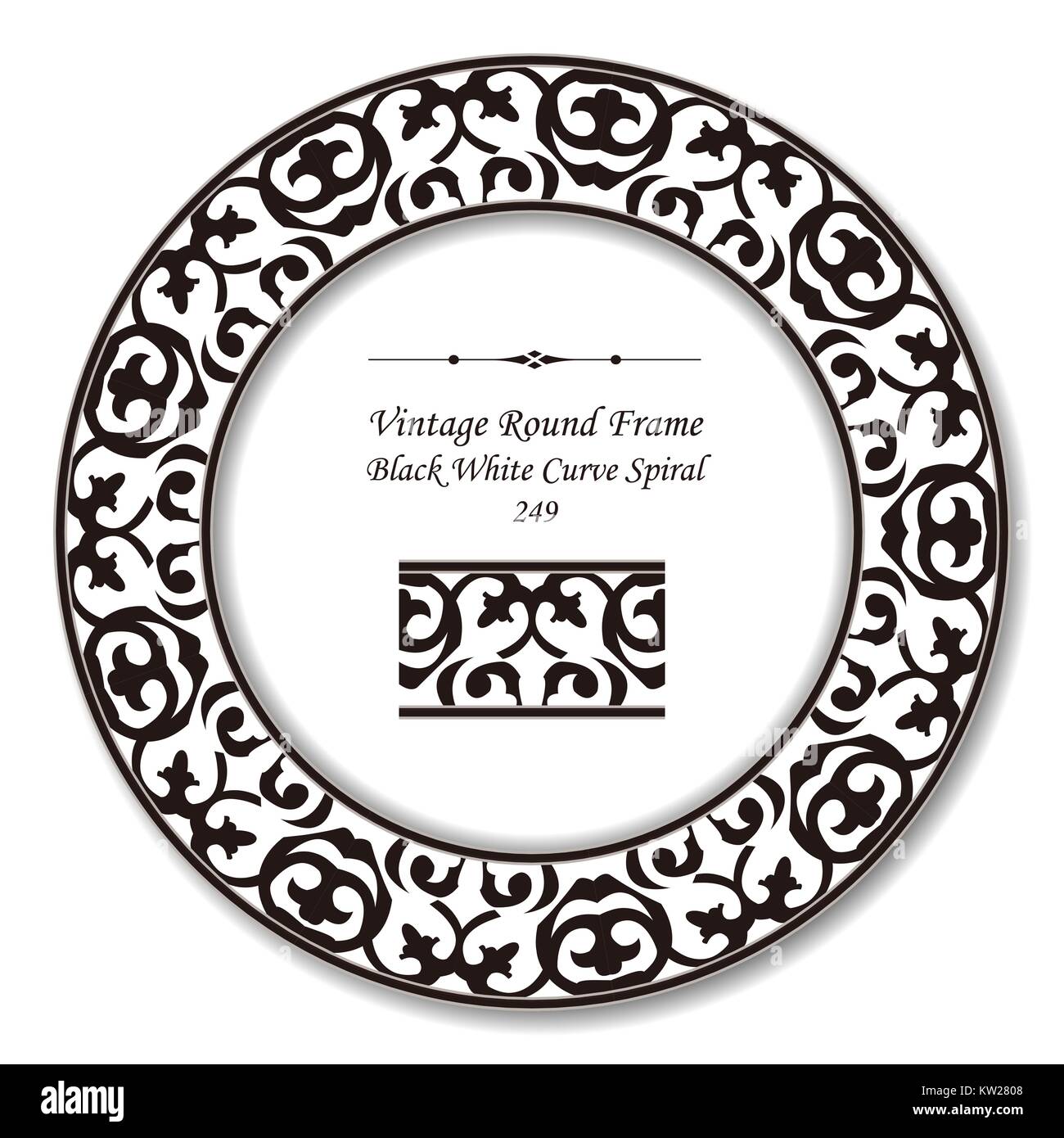 Vintage Round Retro Frame of Black White Curve Spiral Stock Vector ...