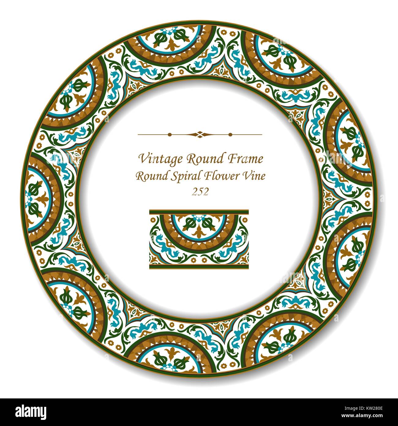 Vintage Round Retro Frame of Botanic Garden Round Spiral Flower Vine ...