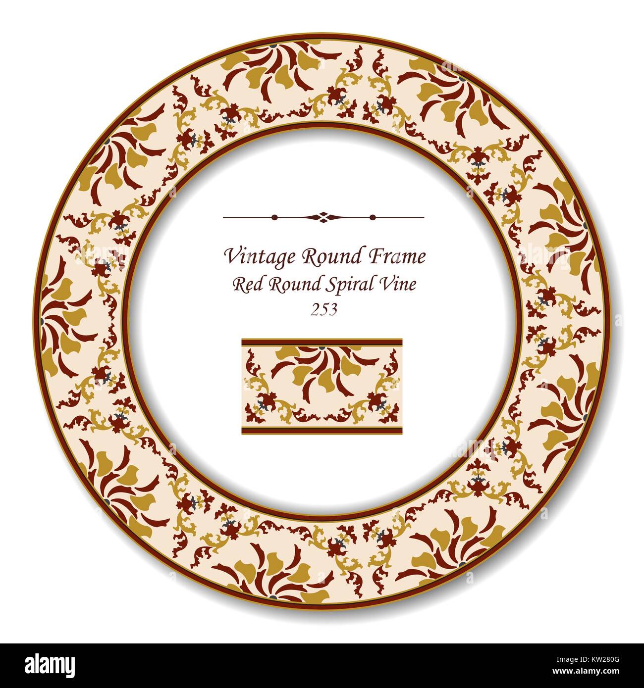 Vintage Round Retro Frame of Red Round Spiral Vine Stock Vector Image ...