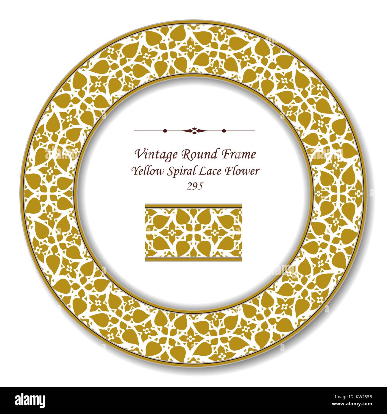 Vintage Round Retro Frame of Yellow Spiral Lace Flower Stock Vector ...