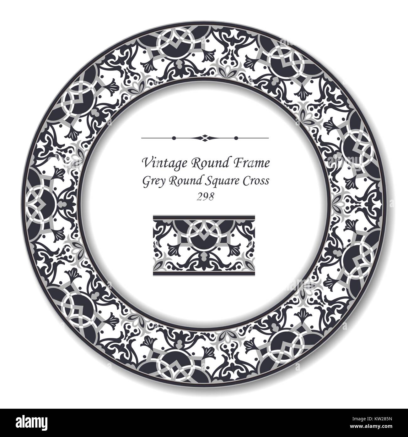Vintage Round Retro Frame of Grey Round Square Cross Stock Vector Image ...