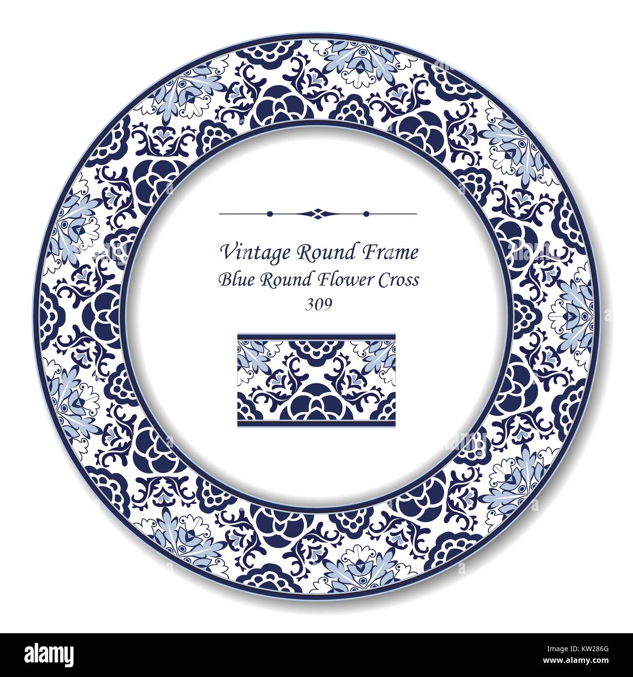 Vintage Round Retro Frame of Blue Round Flower Cross Stock Vector Image ...