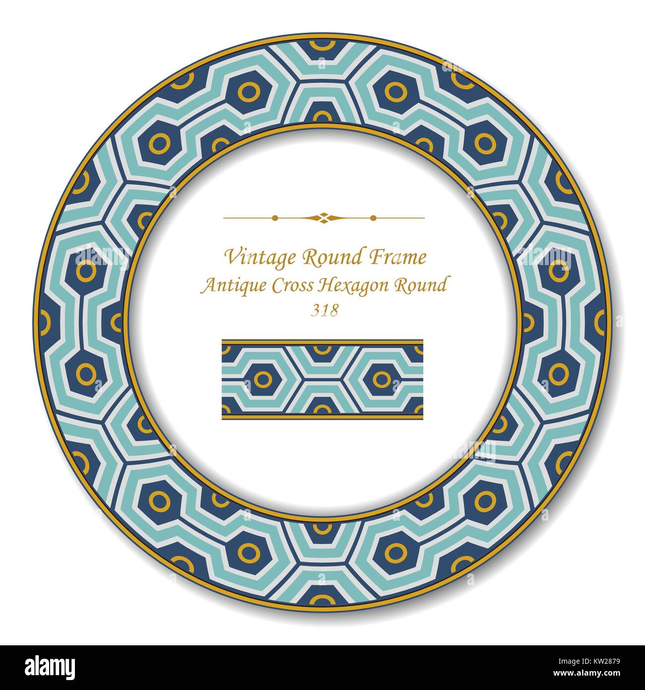 Vintage Round Retro Frame of Antique Cross Hexagon Round Stock Vector ...