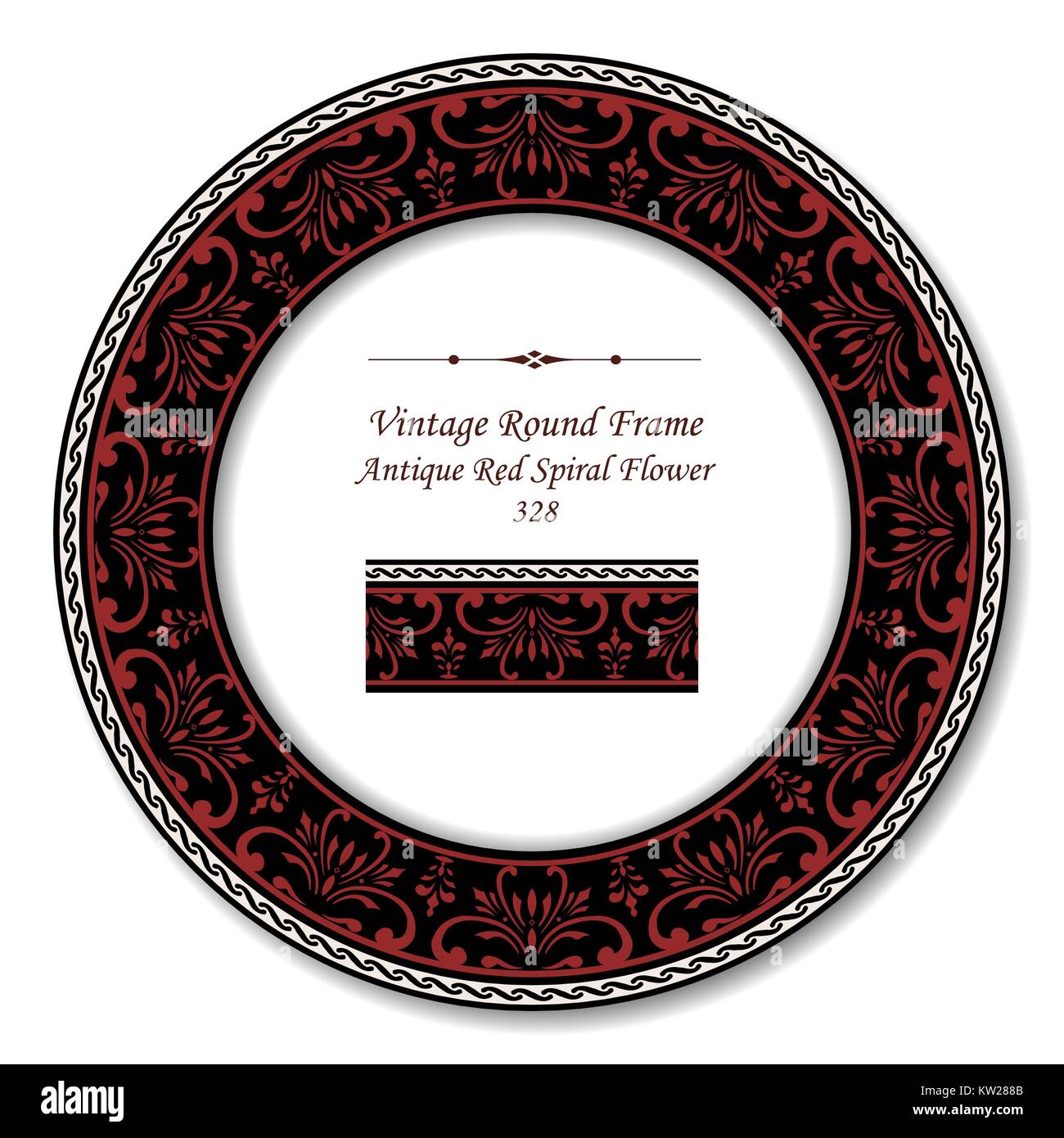 Vintage Round Retro Frame of Antique Red Spiral Flower Stock Vector ...