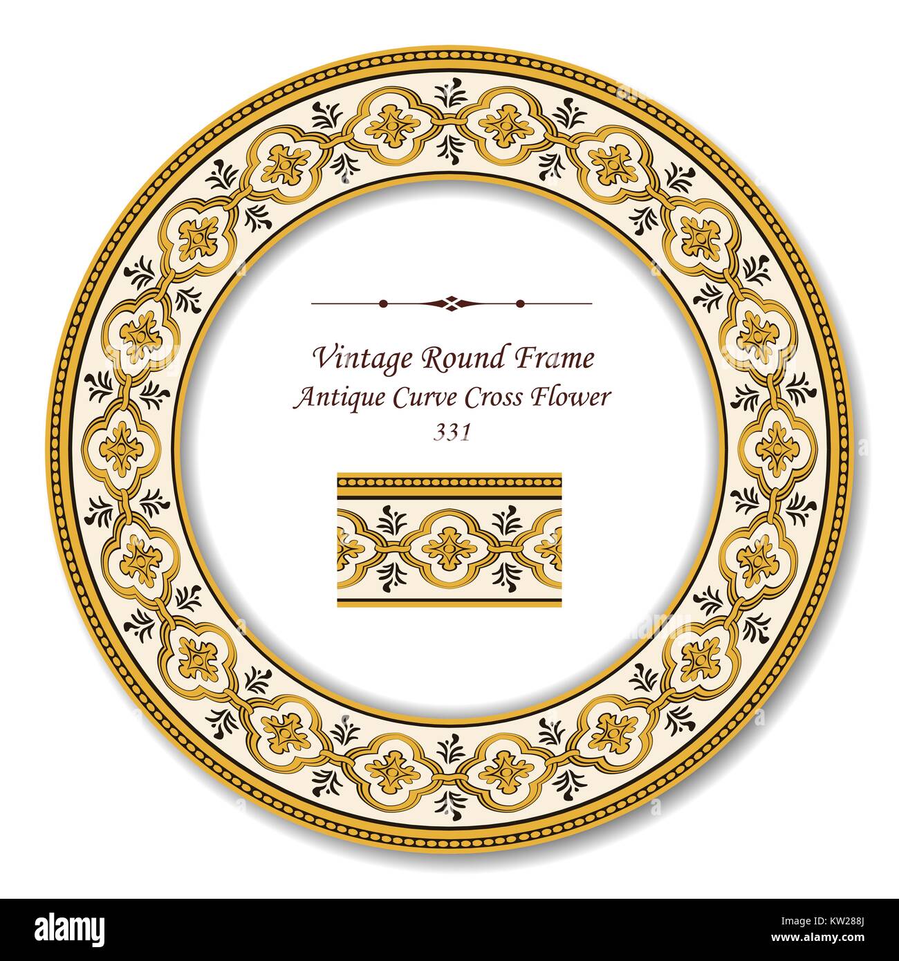 Vintage Round Retro Frame of Antique Curve Cross Flower Stock Vector ...