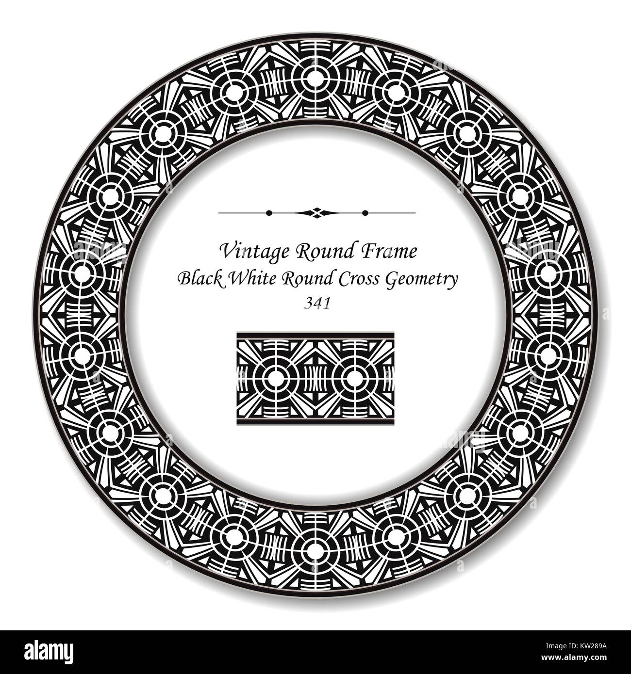 Vintage Round Retro Frame of Black White Round Cross Geometry Stock ...
