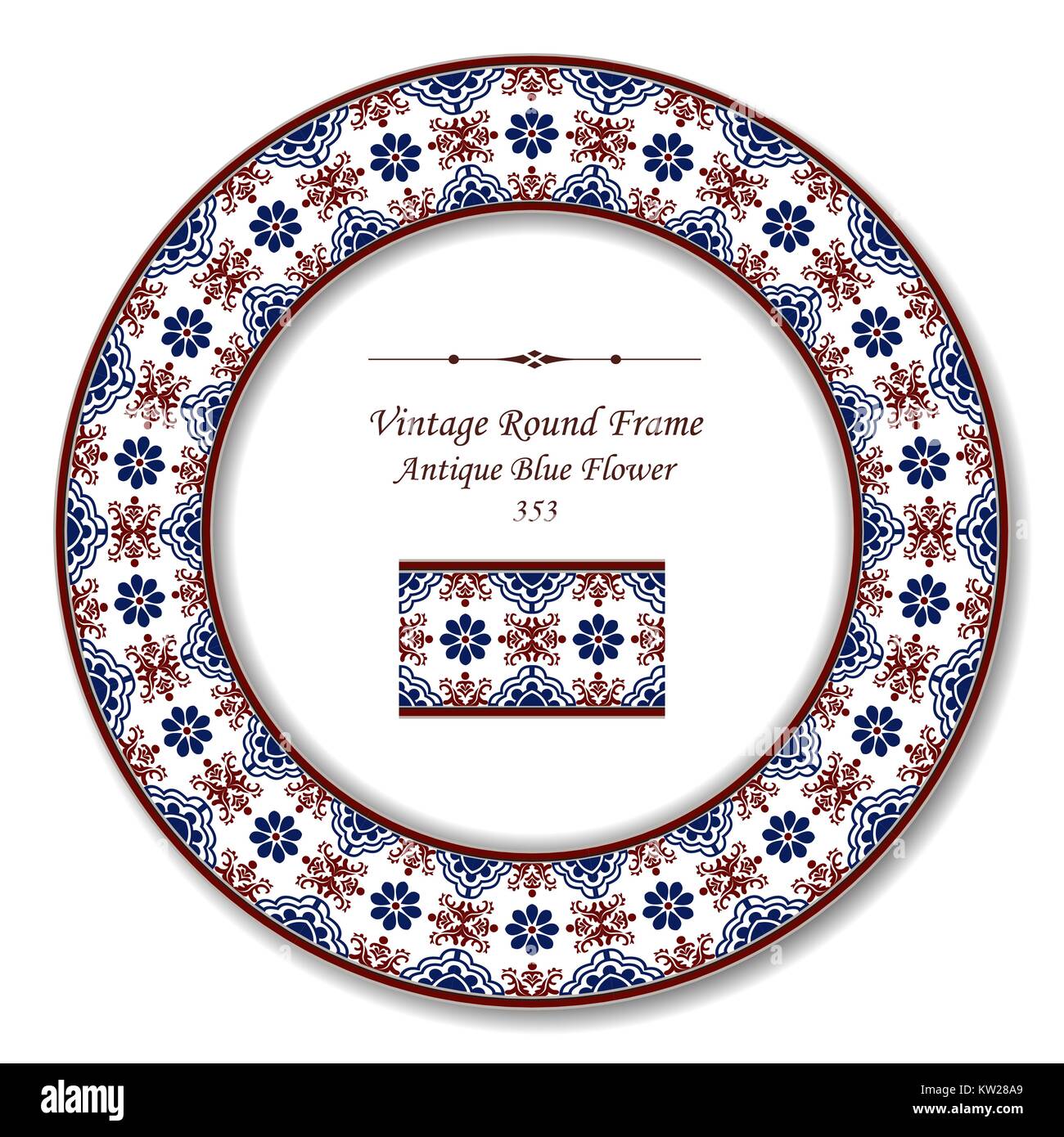 Vintage Round Retro Frame of Antique Blue Flower Stock Vector Image ...