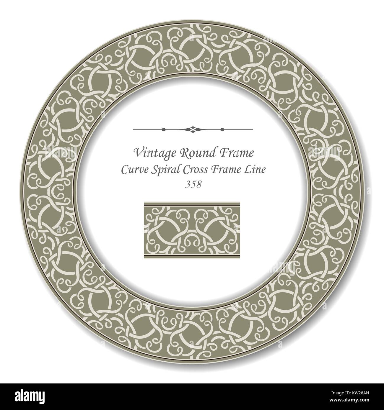 Vintage Round Retro Frame of Curve Spiral Cross Frame Line Stock Vector ...
