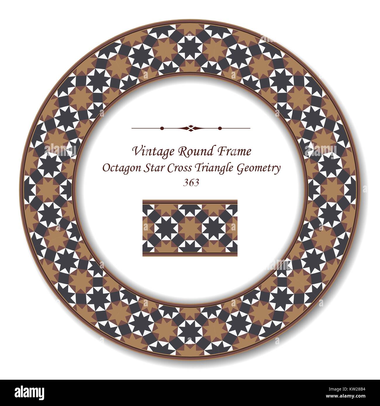 Vintage Round Retro Frame of Octagon Star Cross Triangle Geometry Stock ...