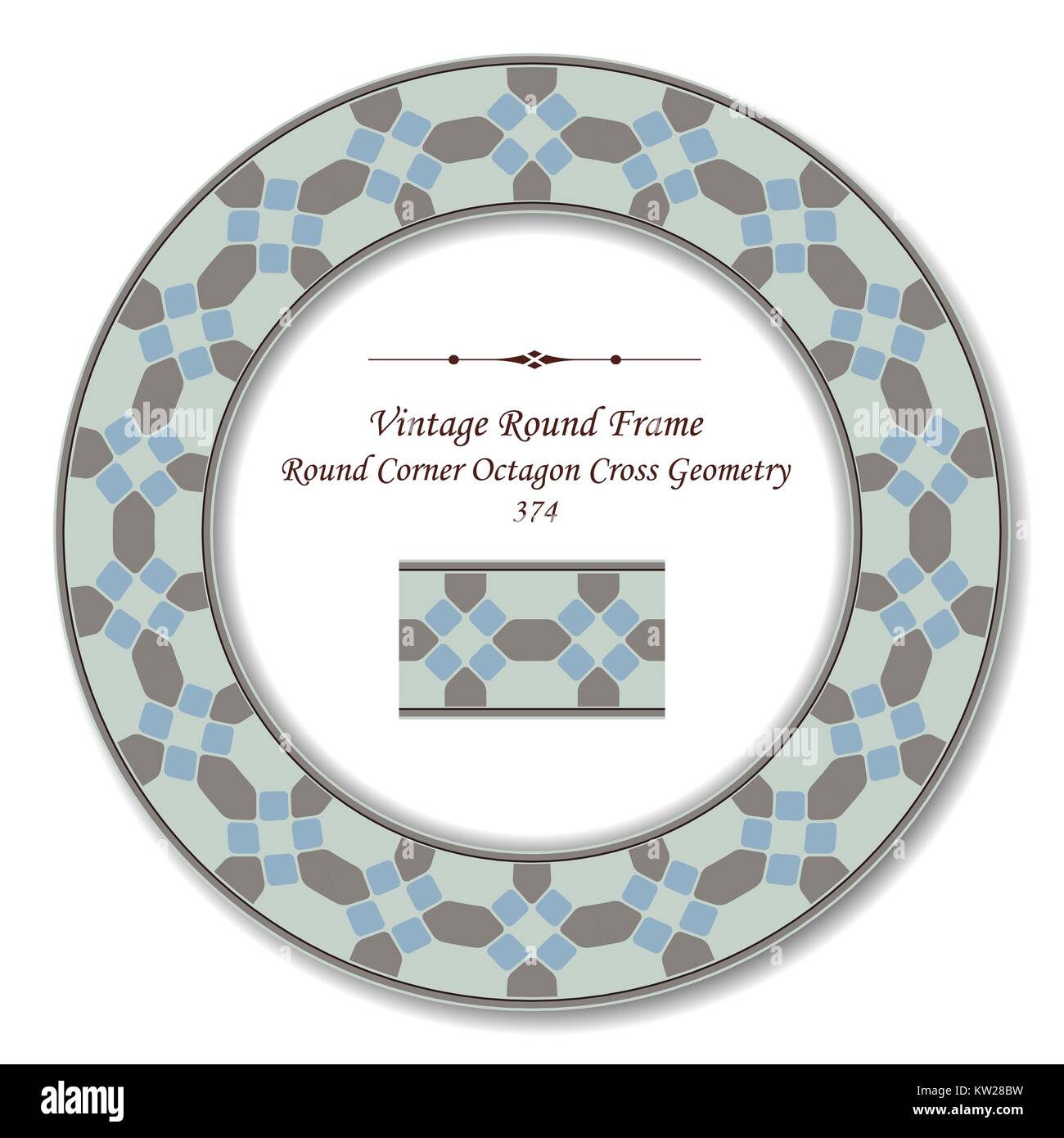 Vintage Round Retro Frame of Round Corner Octagon Cross Geometry Stock ...
