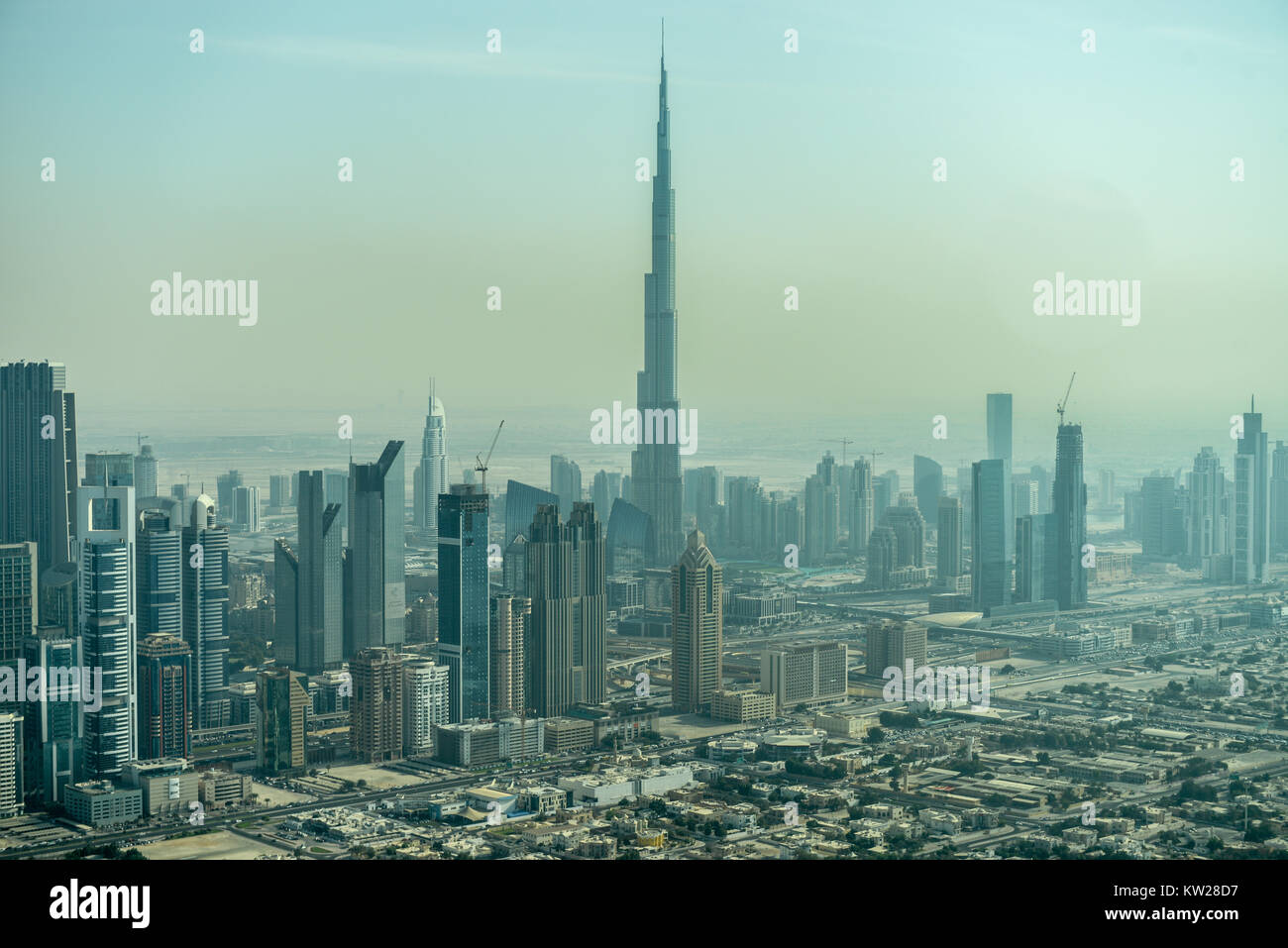 Aerial view of the skyline in Dubai, United Arab Emirates Stock Photo ...