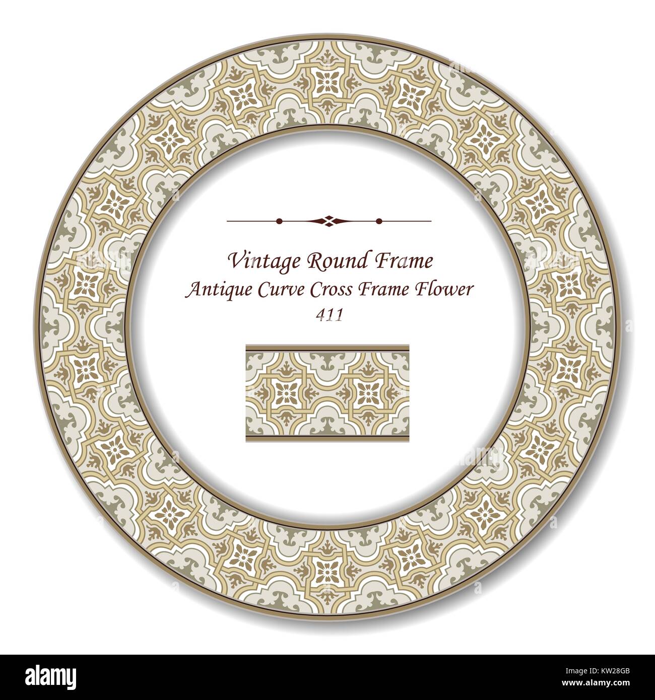 Vintage Round Retro Frame of Antique Curve Cross Frame Flower Stock ...
