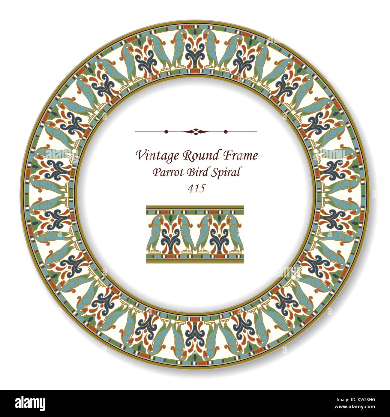 Vintage Round Retro Frame of Parrot Bird Spiral Stock Vector Image ...