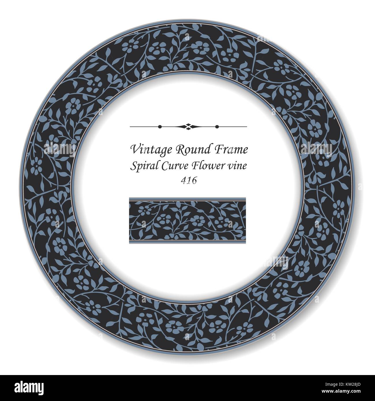 Vintage Round Retro Frame of Spiral Curve Flower vine Stock Vector ...