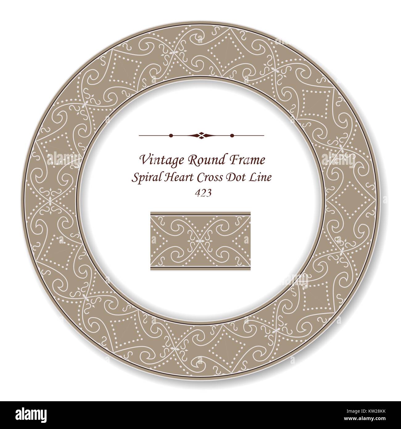 Vintage Round Retro Frame of Spiral Heart Cross Dot Line Stock Vector ...