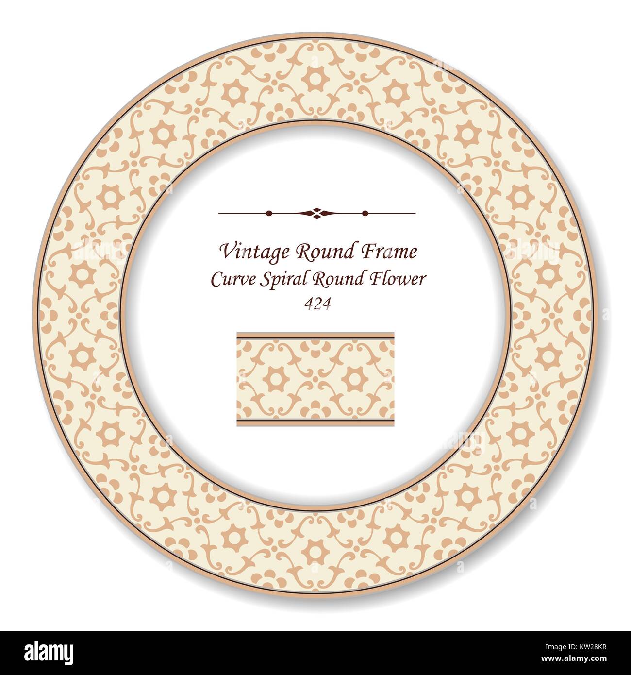 Vintage Round Retro Frame of Curve Spiral Round Flower Stock Vector ...