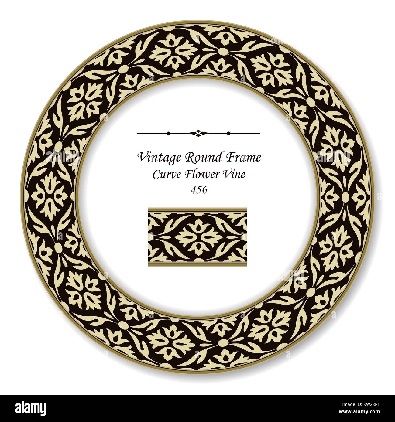 Vintage Round Retro Frame of Curve Flower Vine Stock Vector Image & Art ...
