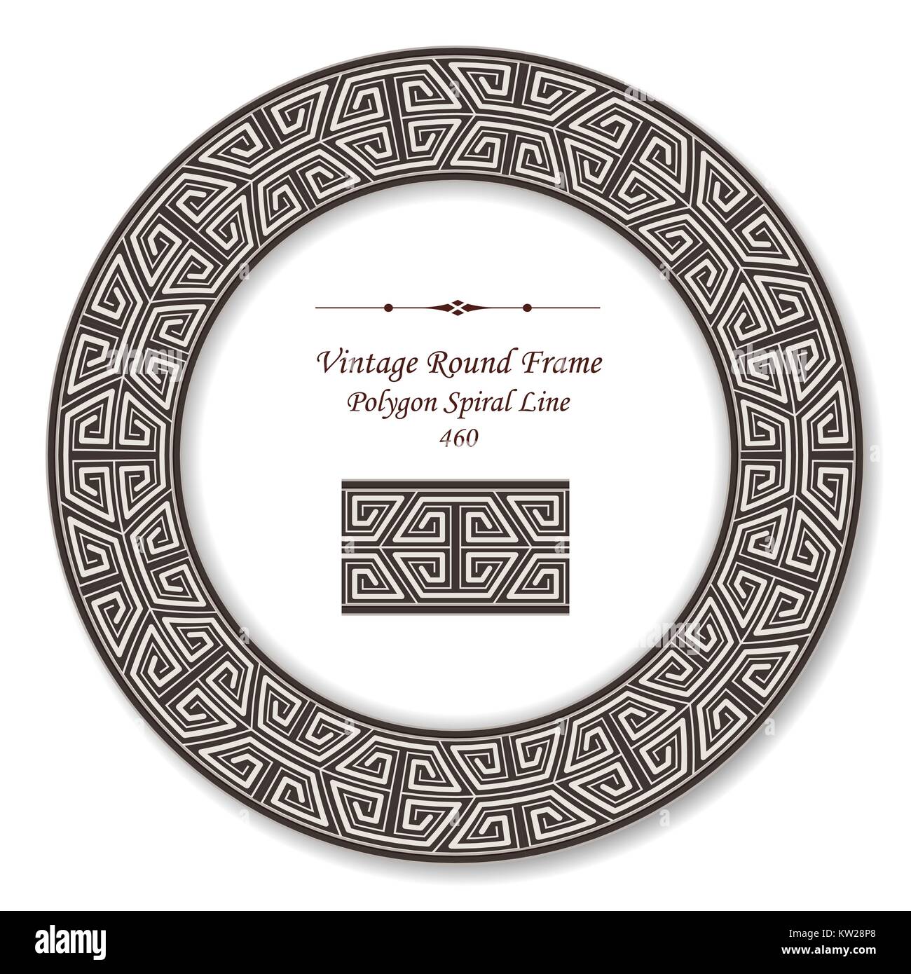 Vintage Round Retro Frame of Polygon Spiral Line Cross Stock Vector ...