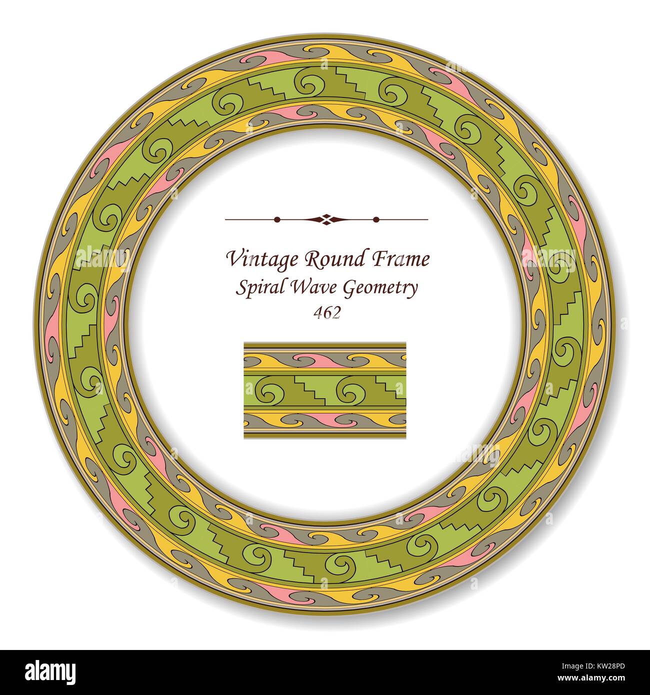 Vintage Round Retro Frame of Spiral Wave Geometry Stock Vector Image ...