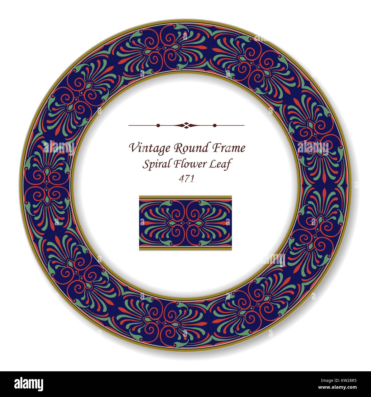 Vintage Round Retro Frame of Spiral Flower Leaf Stock Vector Image ...
