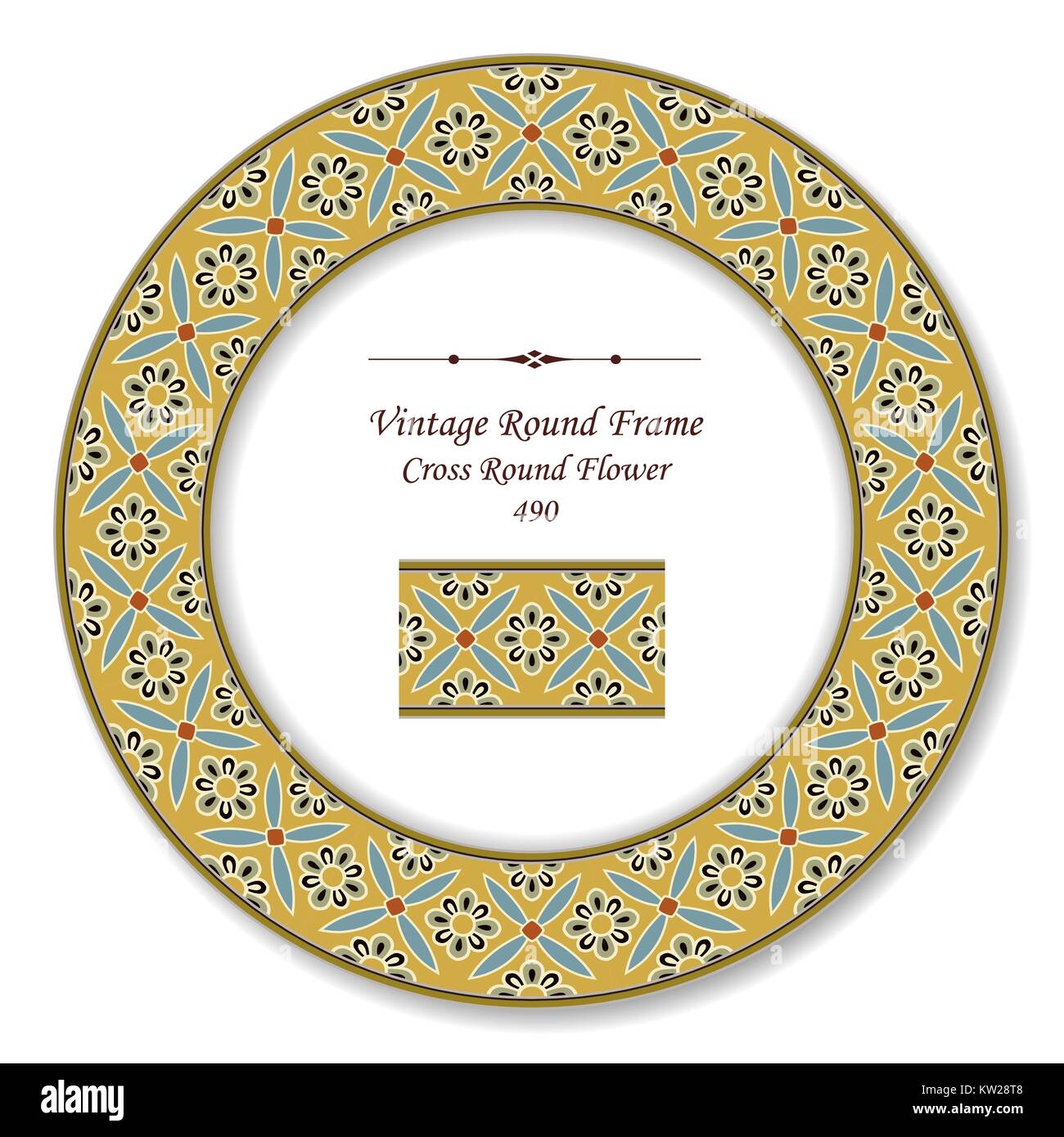 Vintage Round Retro Frame of Cross Round Flower Stock Vector Image ...
