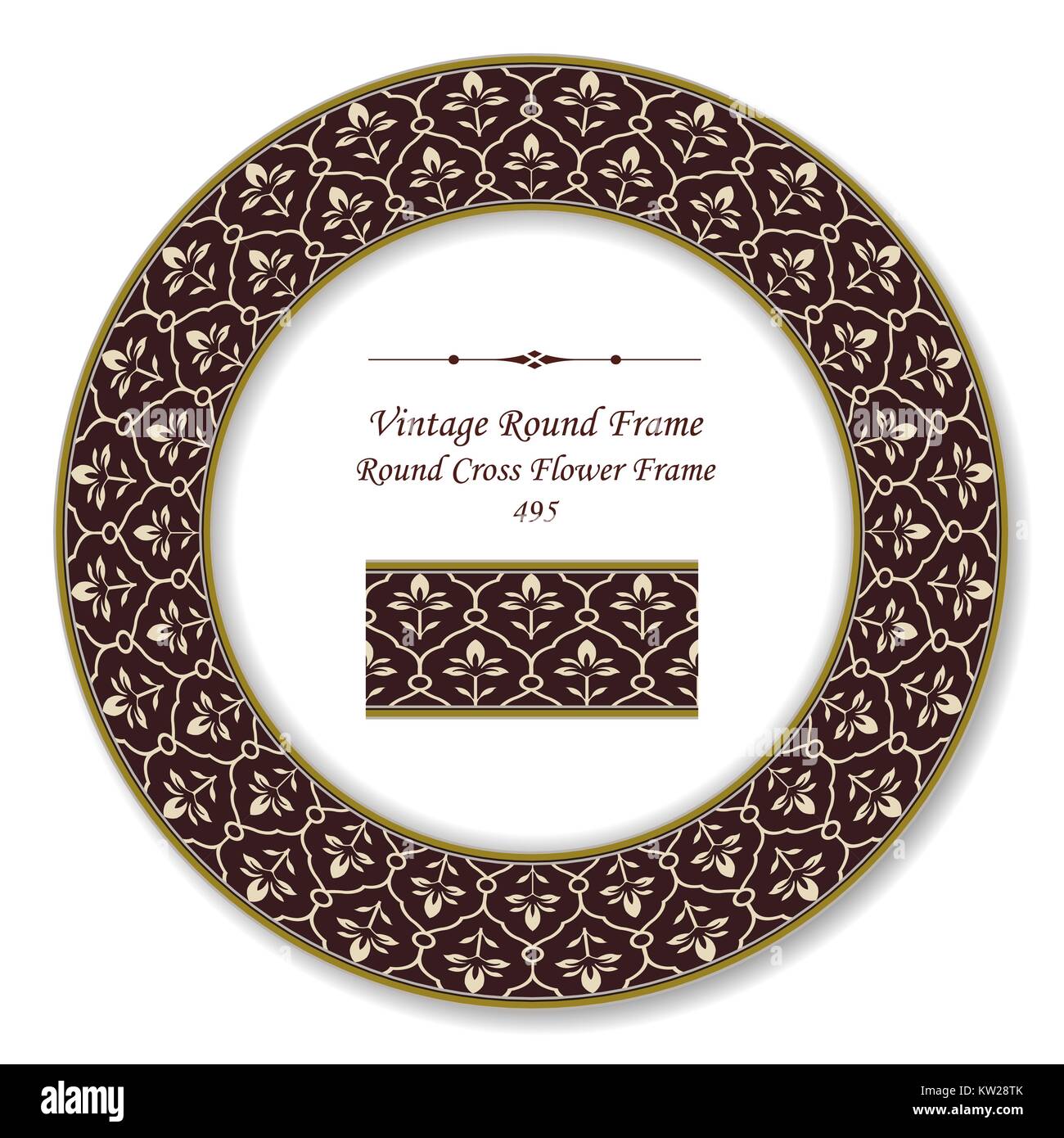 Vintage Round Retro Frame of Round Cross Flower Frame Stock Vector ...