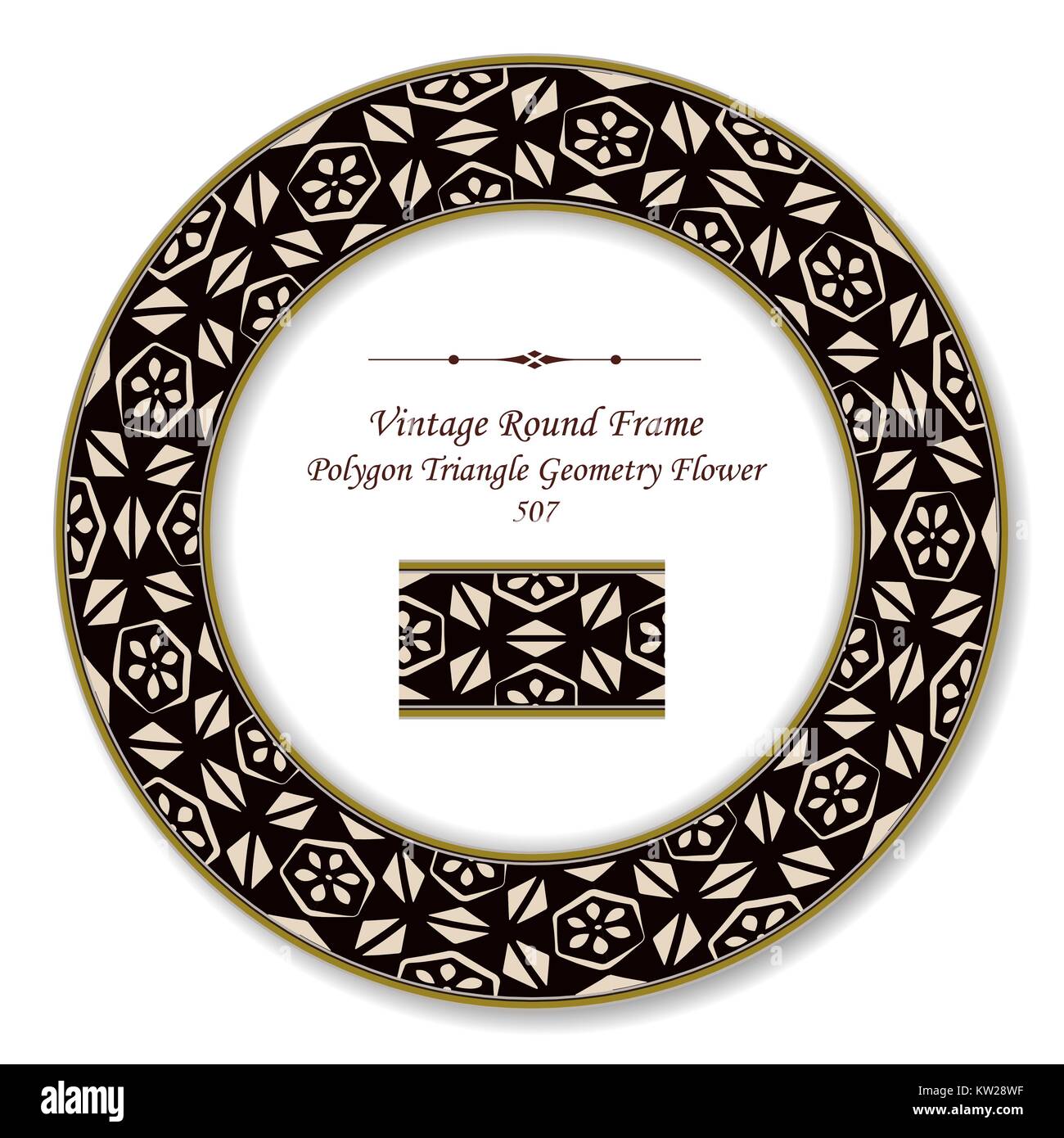 Vintage Round Retro Frame of Polygon Triangle Geometry Flower Stock ...