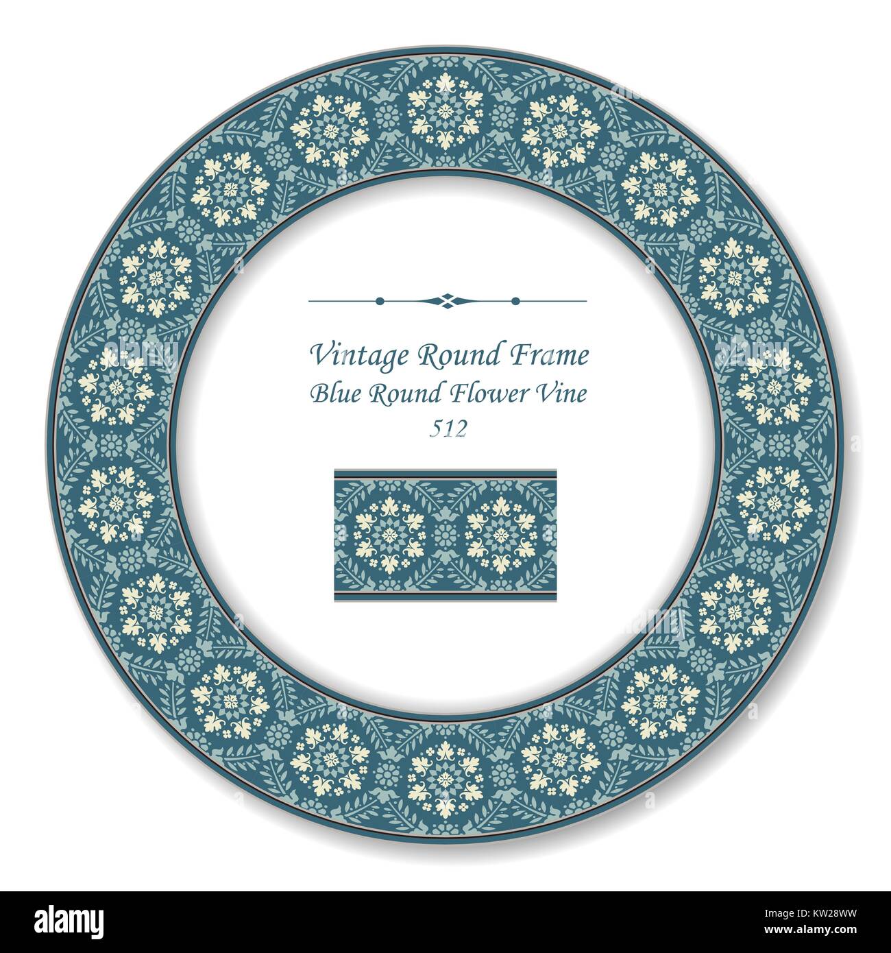 Vintage Round Retro Frame of Blue Round Flower Vine Stock Vector Image ...