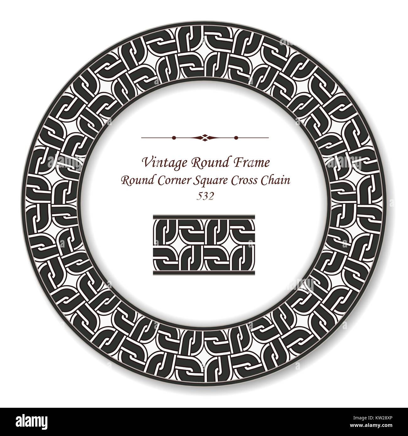 Vintage Round Retro Frame Round Corner Square Cross Geometry Chain ...