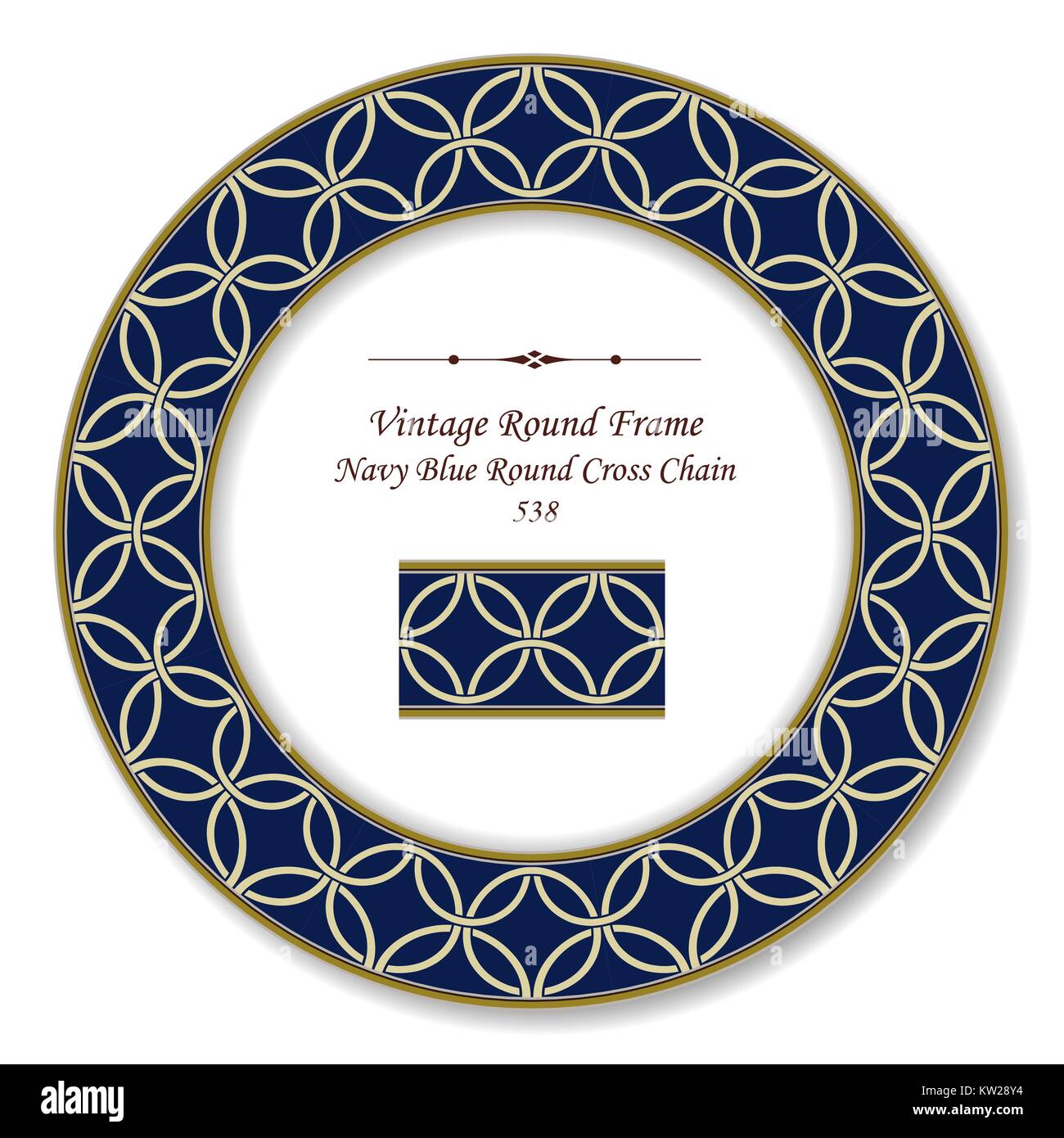 Vintage Round Retro Frame Navy Blue Round Cross Chain Stock Vector ...