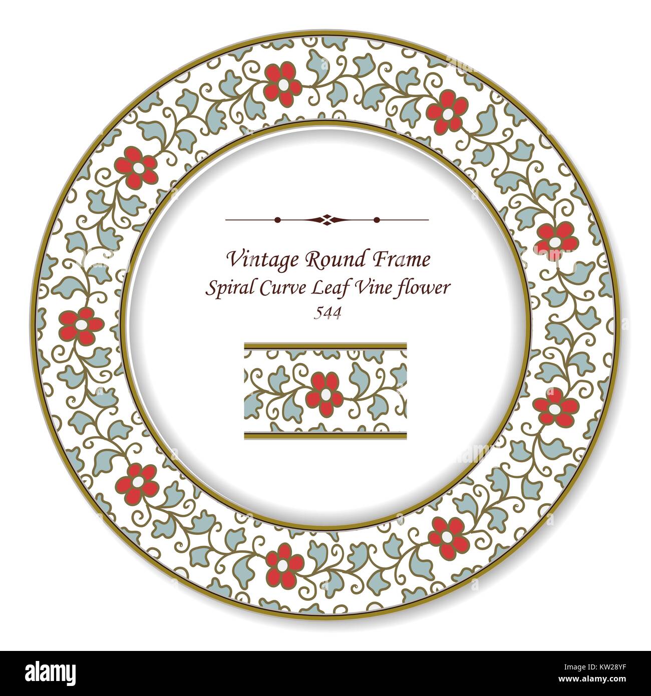 Vintage Round Retro Frame Spiral Curve Leaf Vine flower Stock Vector ...
