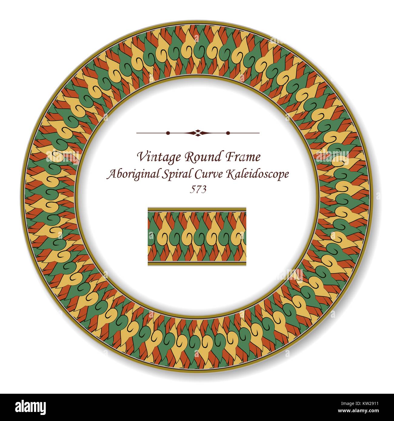 Vintage Round Retro Frame Aboriginal Spiral Curve Kaleidoscope Stock ...