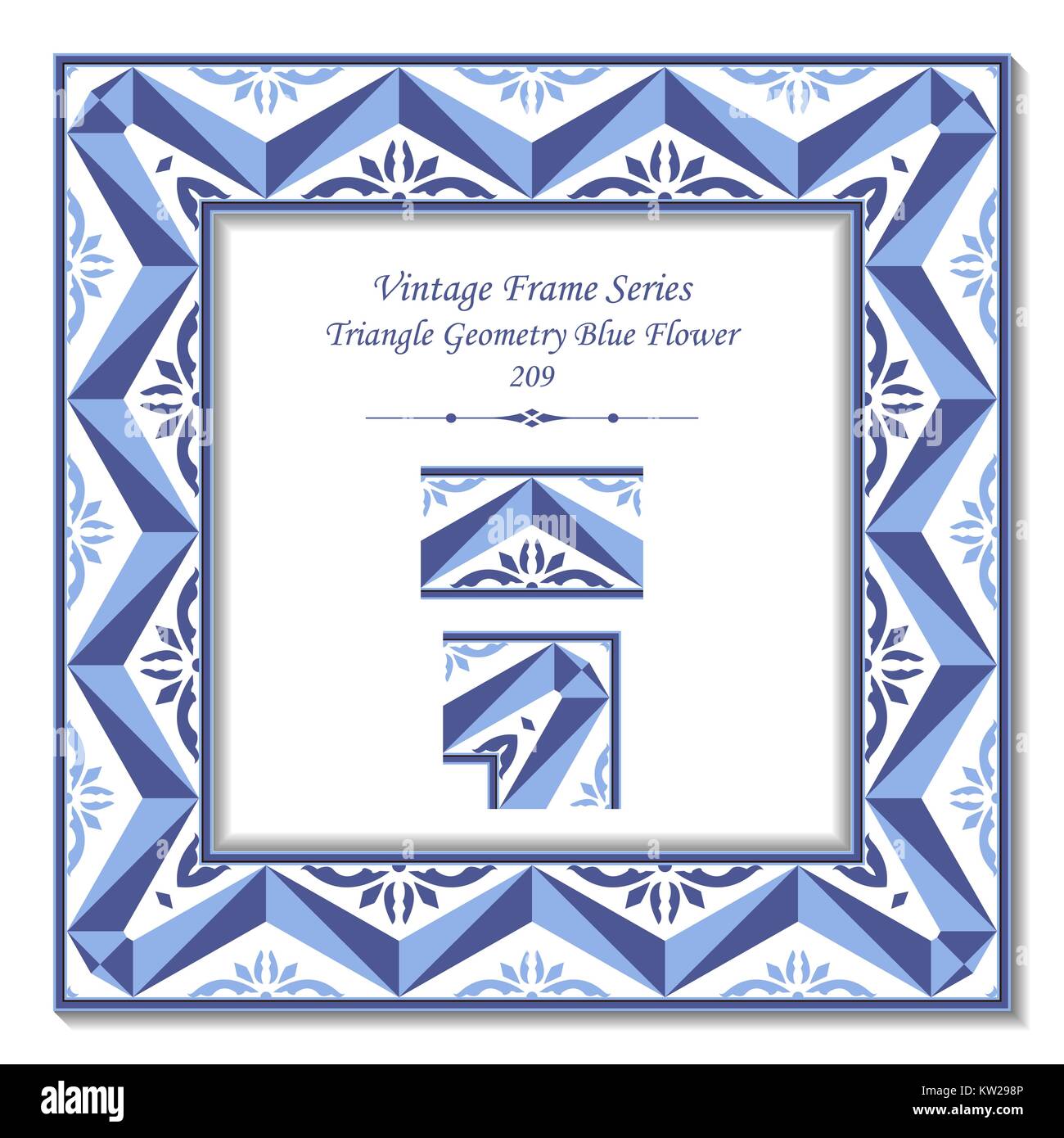 Vintage 3D frame of Triangle Geometry Blue Flower Stock Vector Image ...