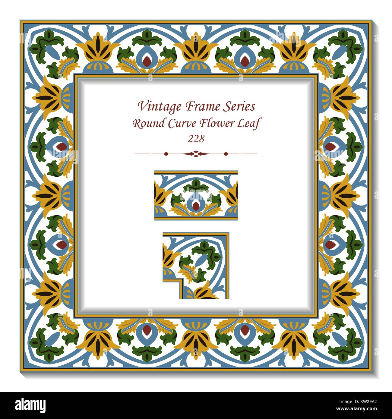 Vintage 3D frame of Garden Round Curve Flower Leaf Stock Vector Image ...