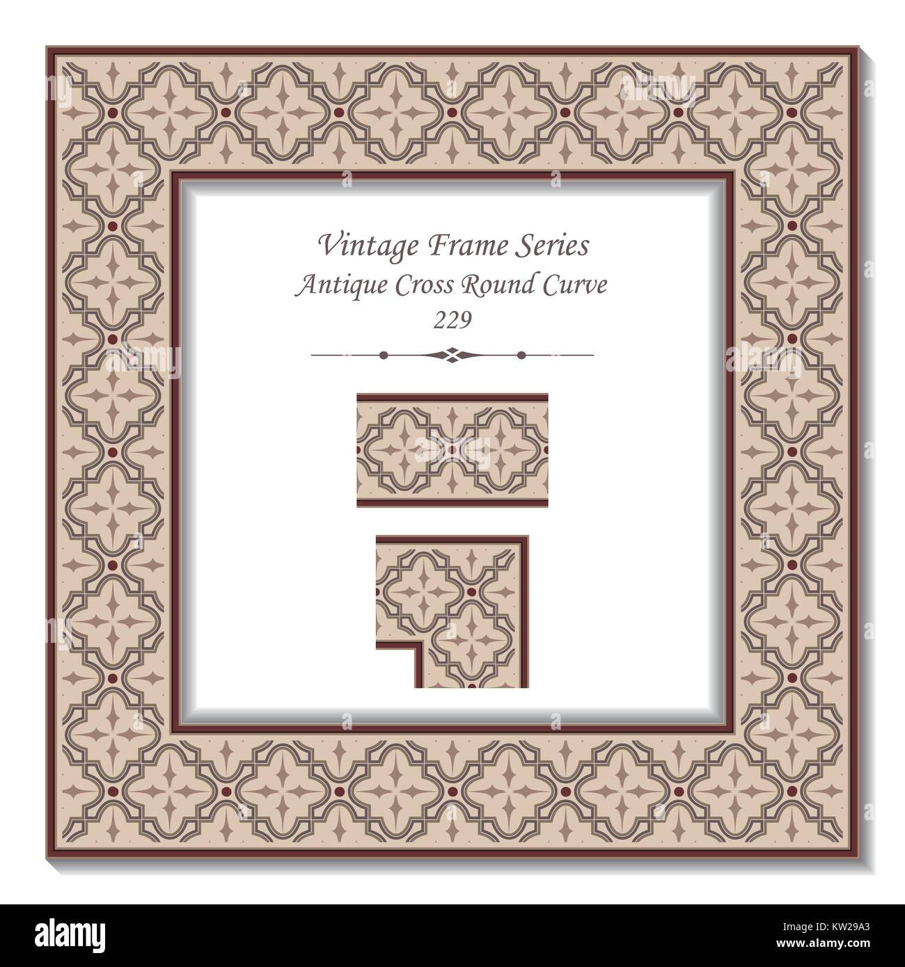 Vintage 3D frame of Antique Brown Cross Round Curve Stock Vector Image ...