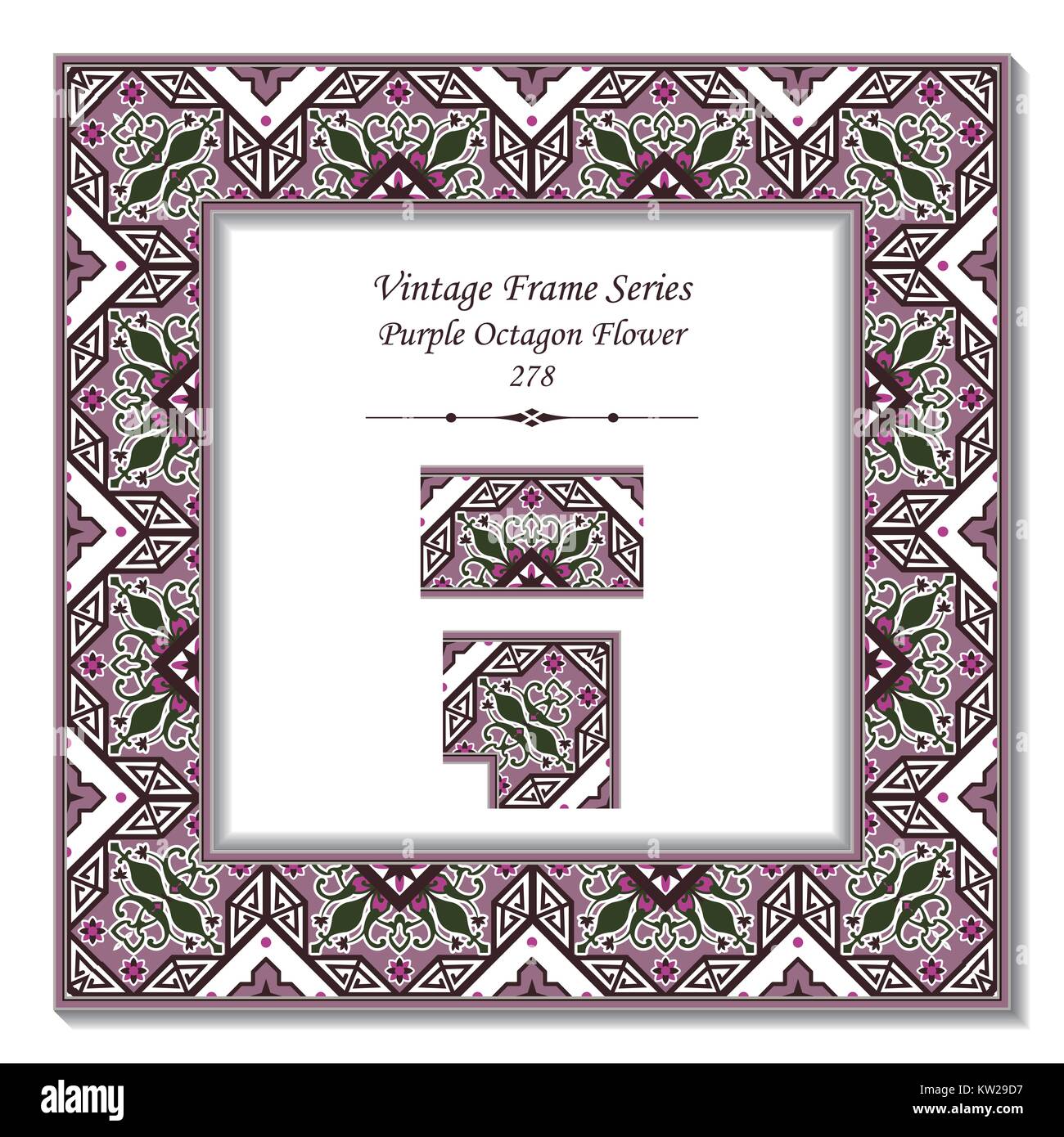Vintage 3D frame of Retro Purple Octagon Flower Stock Vector Image ...