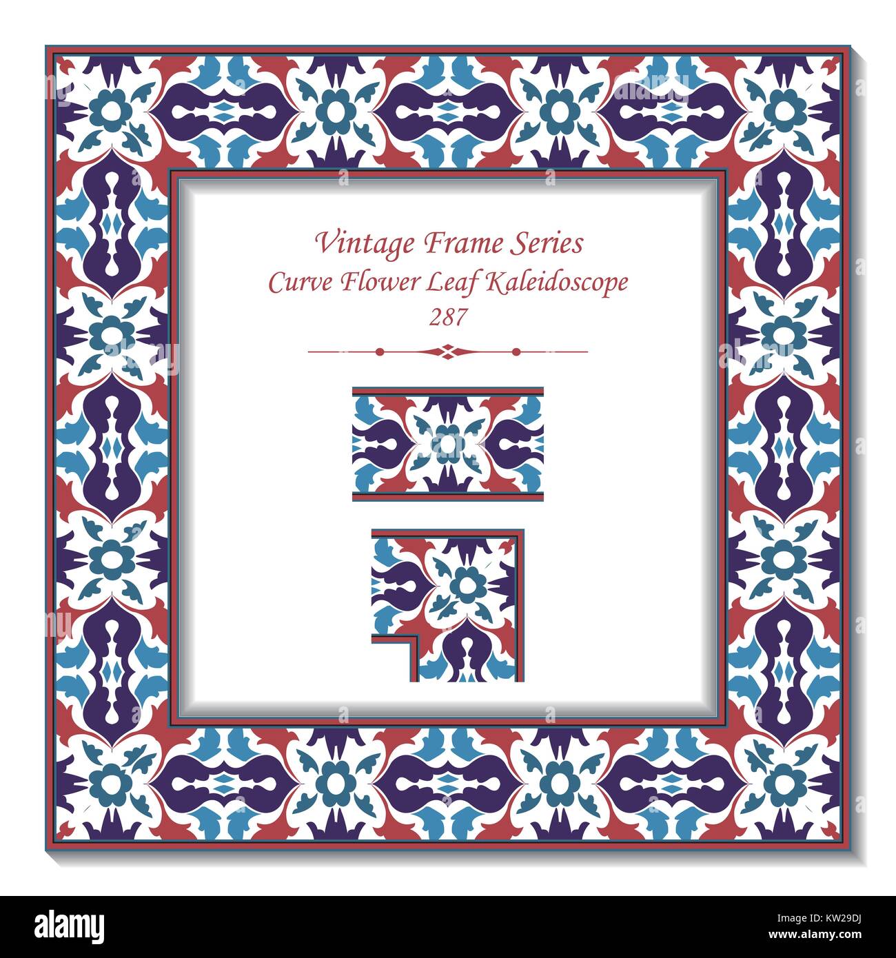 Vintage 3D frame of Curve Flower Leaf Kaleidoscope Stock Vector Image ...