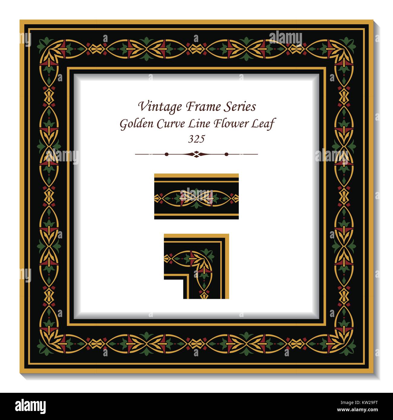 Vintage 3D frame of Golden Curve Line Flower Leaf Stock Vector Image ...