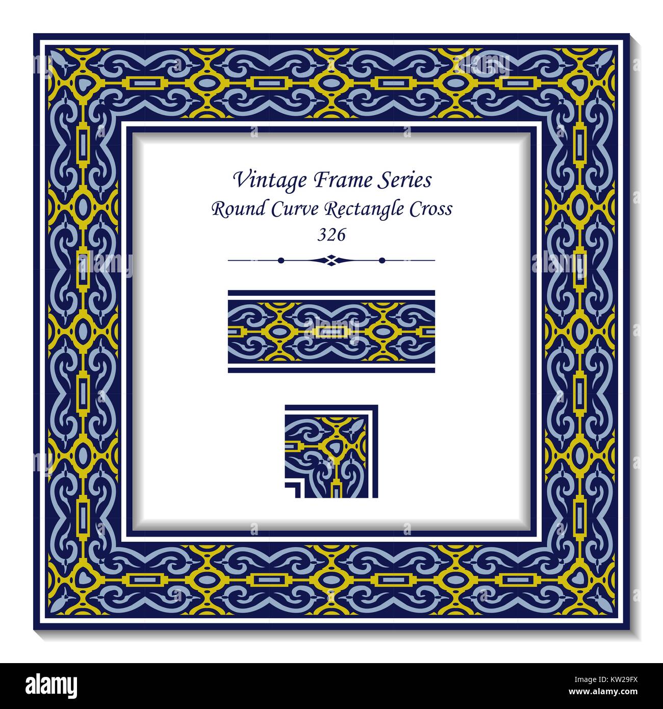 Vintage 3D frame of Round Curve Rectangle Cross Stock Vector Image ...