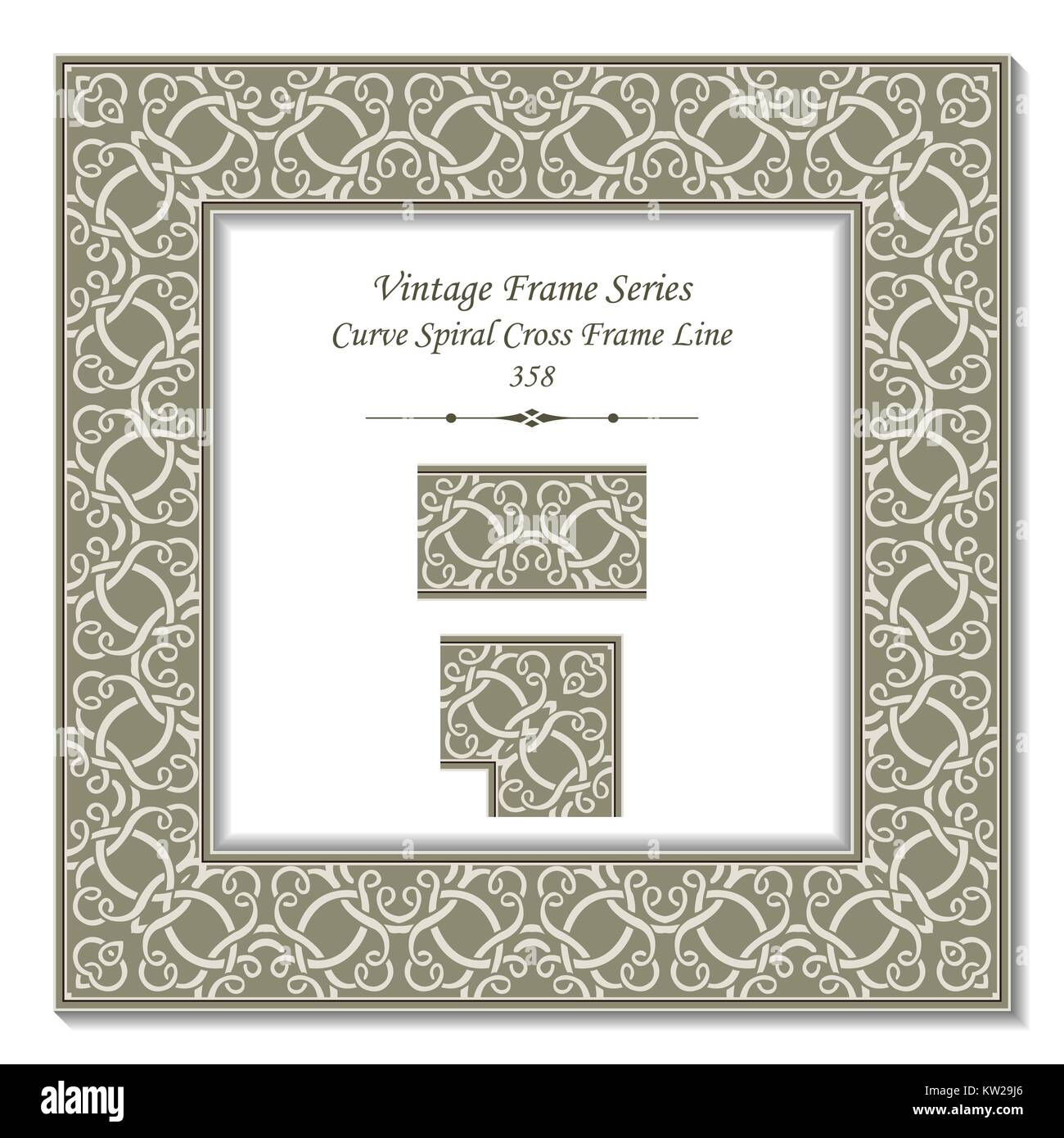Vintage 3D frame of Retro Green Curve Spiral Cross Frame Line Stock ...