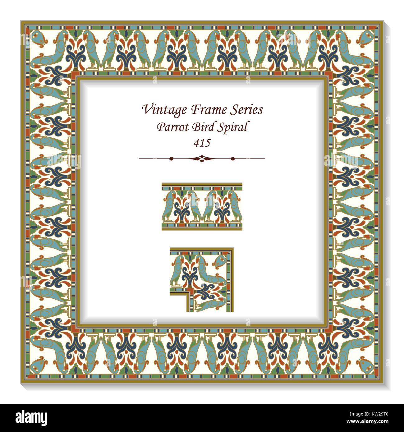 Vintage 3D frame of Retro Parrot Bird Spiral Stock Vector Image & Art ...