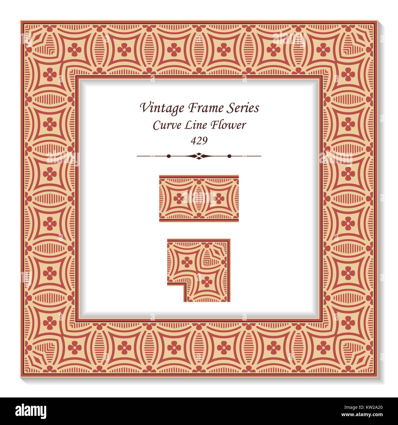 Vintage 3D frame of Retro Red Curve Line Flower Stock Vector Image ...