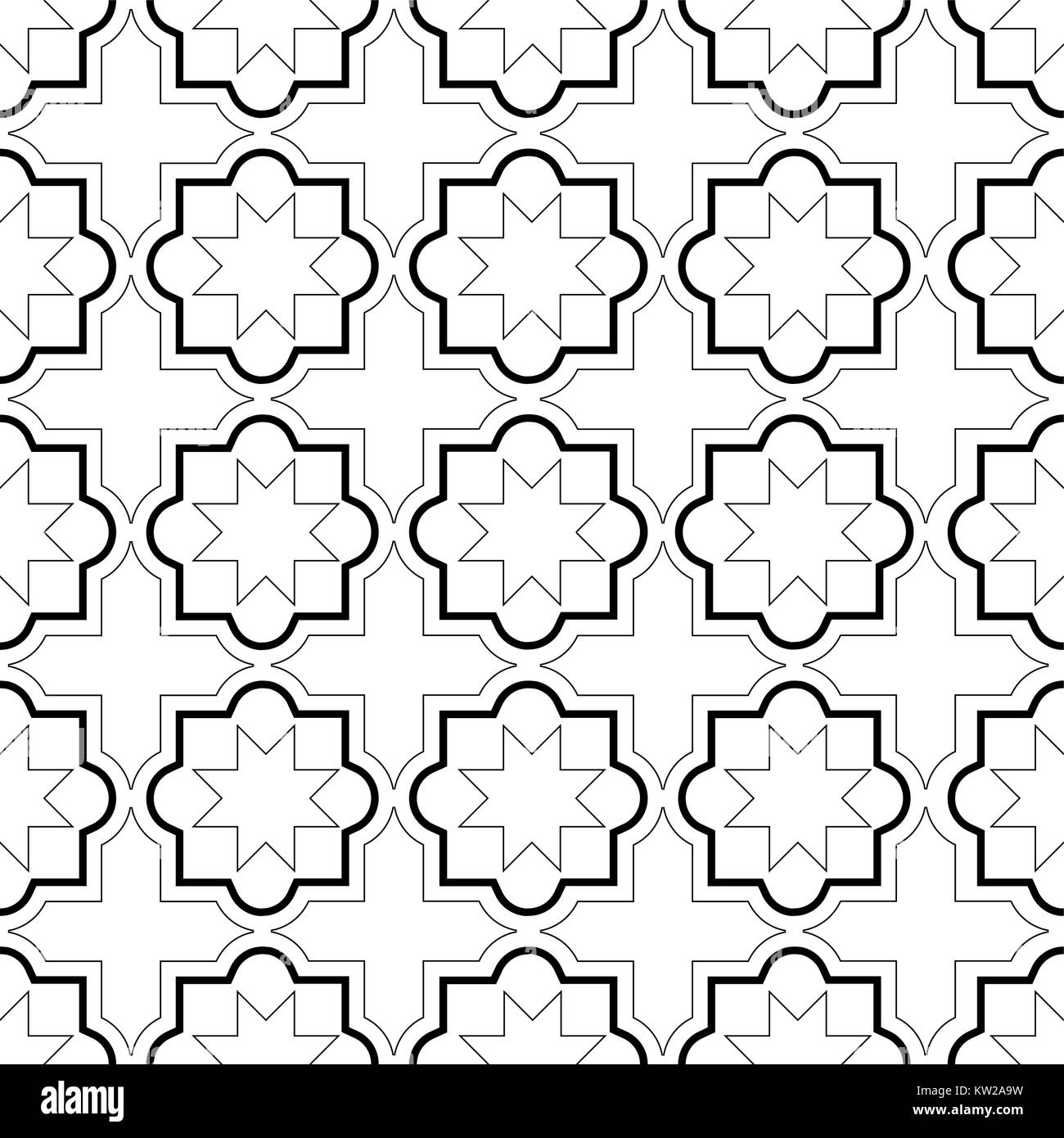 Moroccan geometric tiles seamless pattern, vector tiles design, black ... Moroccan geometric tiles seamless pattern, vector tiles design, black ...