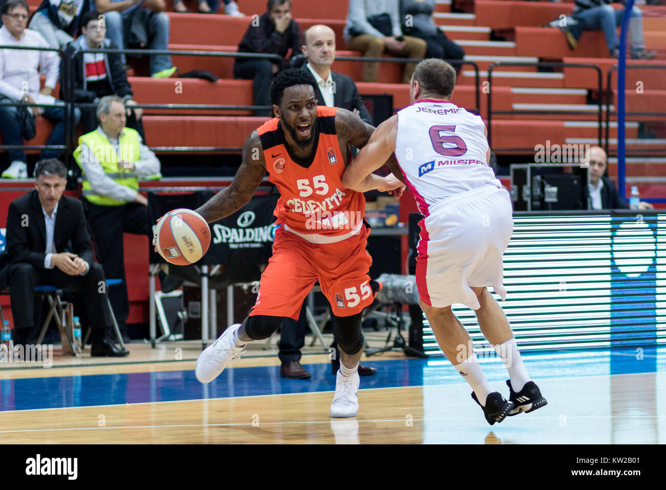 ZAGREB, CROATIA - SEPTEMBER 29, 2017: ABA league KK Cedevita Zagreb vs ...