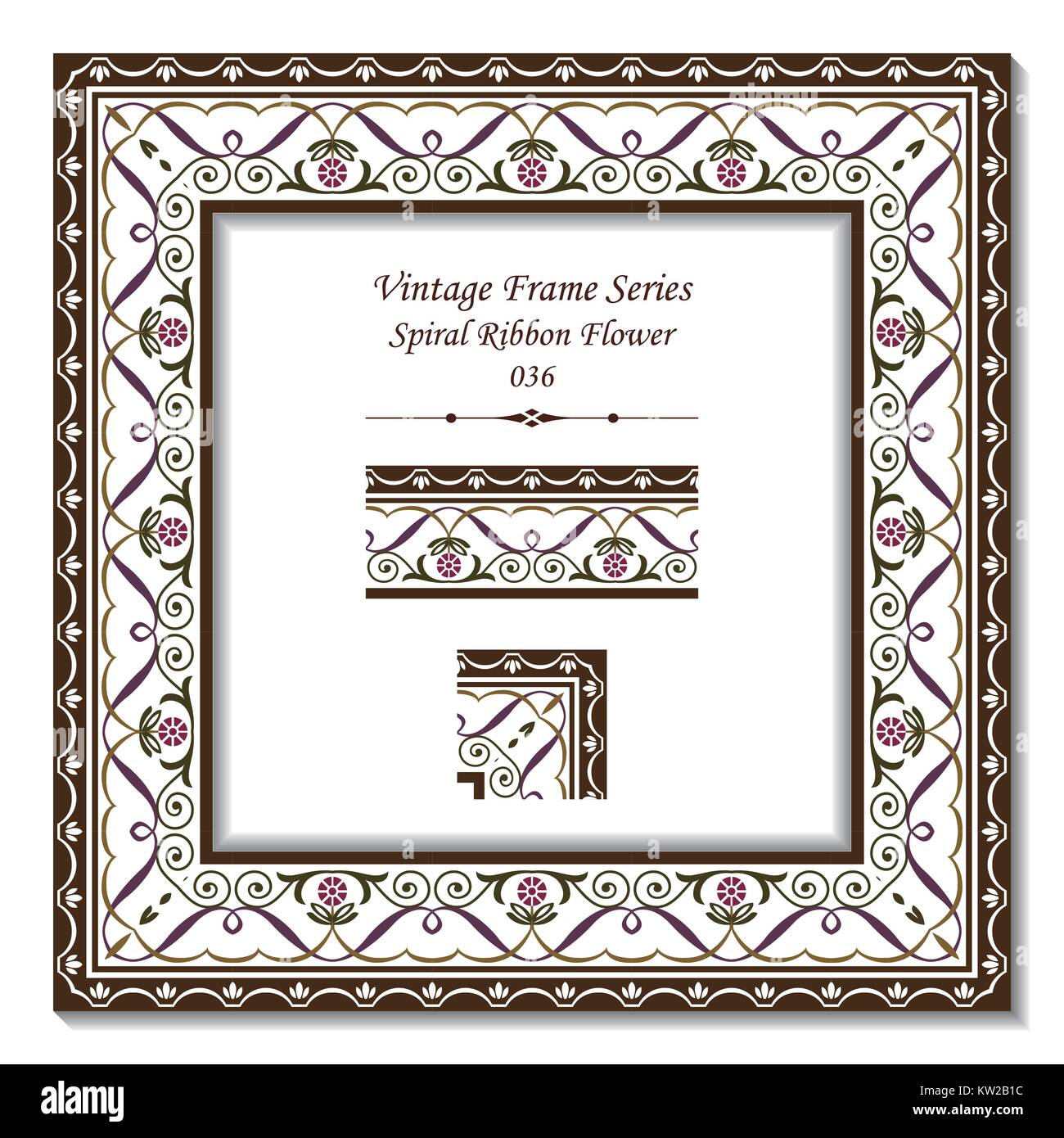 Vintage frame of Garden Spiral Cross Ribbon Flower Stock Vector Image ...