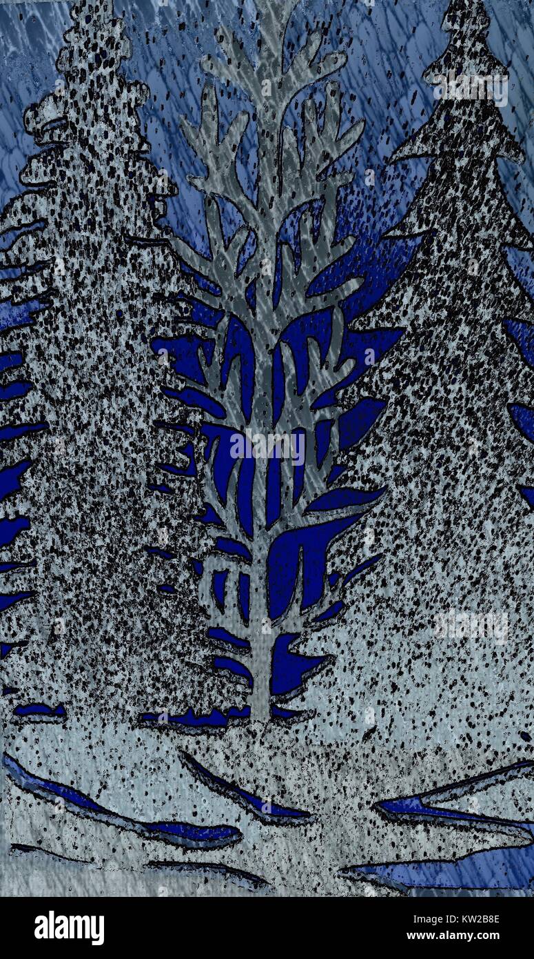 Digital art: tree motifs in forest Stock Photo - Alamy