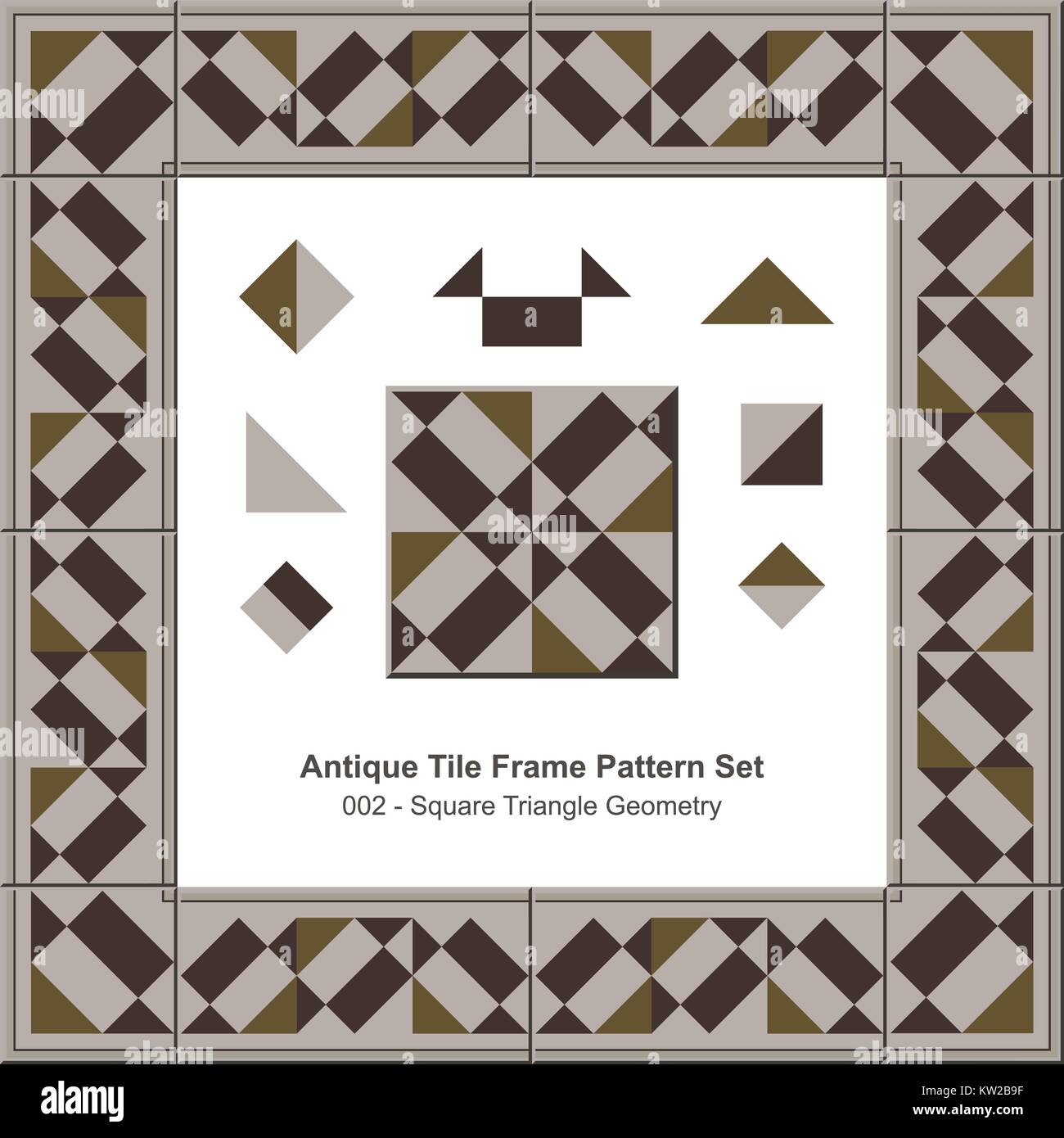 Antique tile frame pattern set Square Triangle Geometry Stock Vector ...