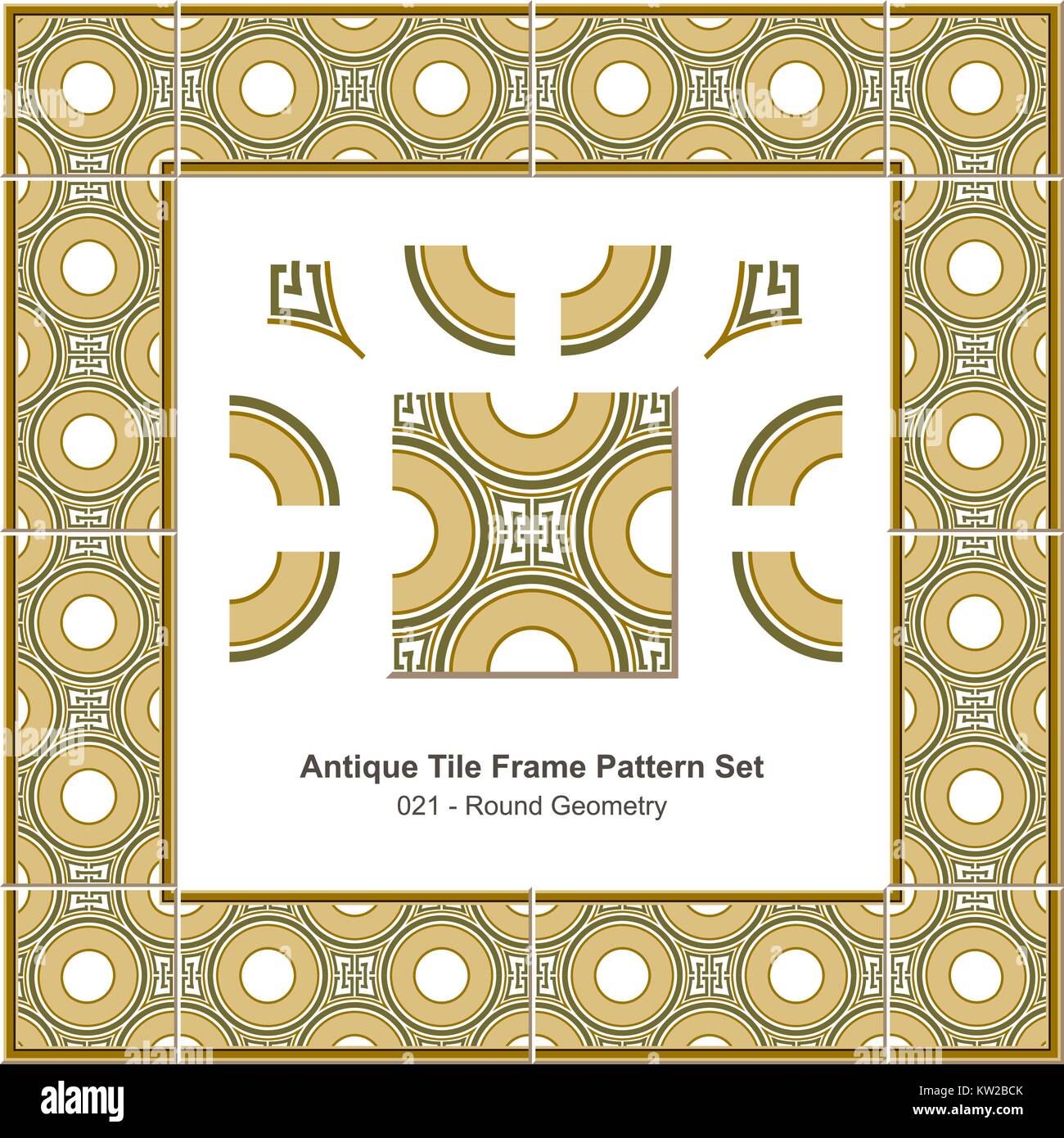Antique tile frame pattern set Round Geometry Stock Vector Image & Art ...