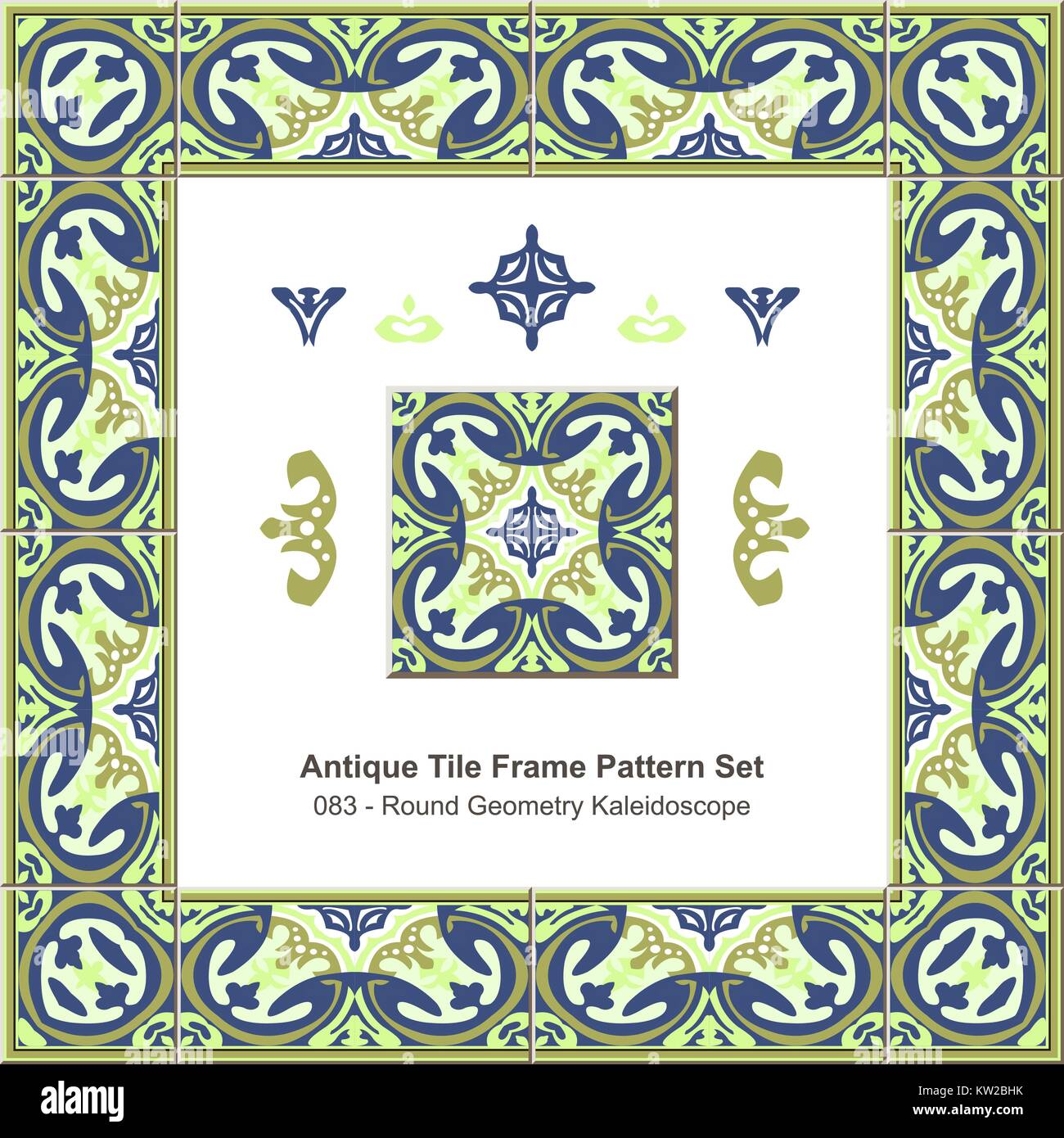 Antique tile frame pattern set Round Geometry Kaleidoscope Stock Vector Image & Art - Alamy