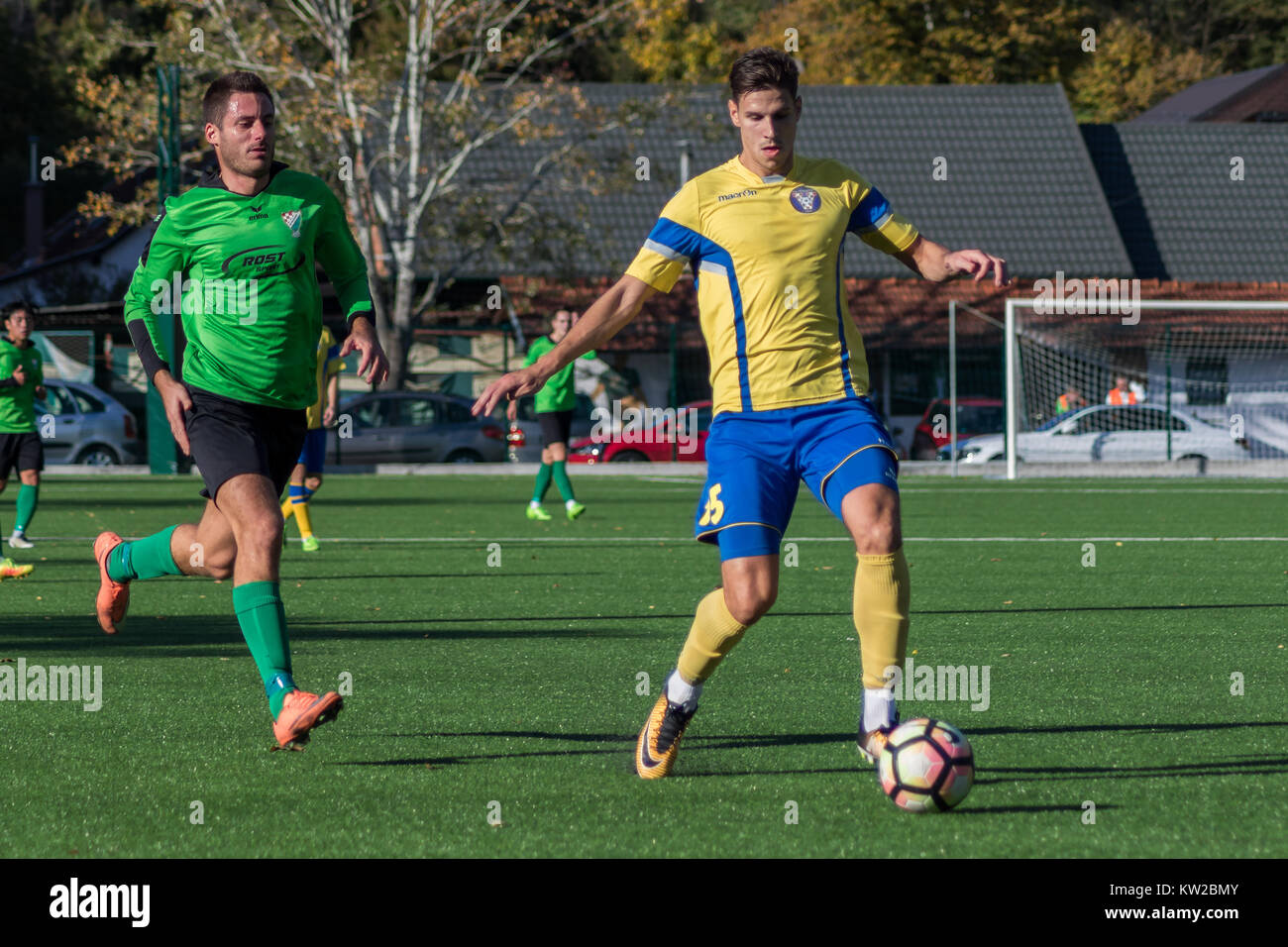 ZAGREB, CROATIA - OCTOBER 07, 2017: Third Croatian football league NK ...